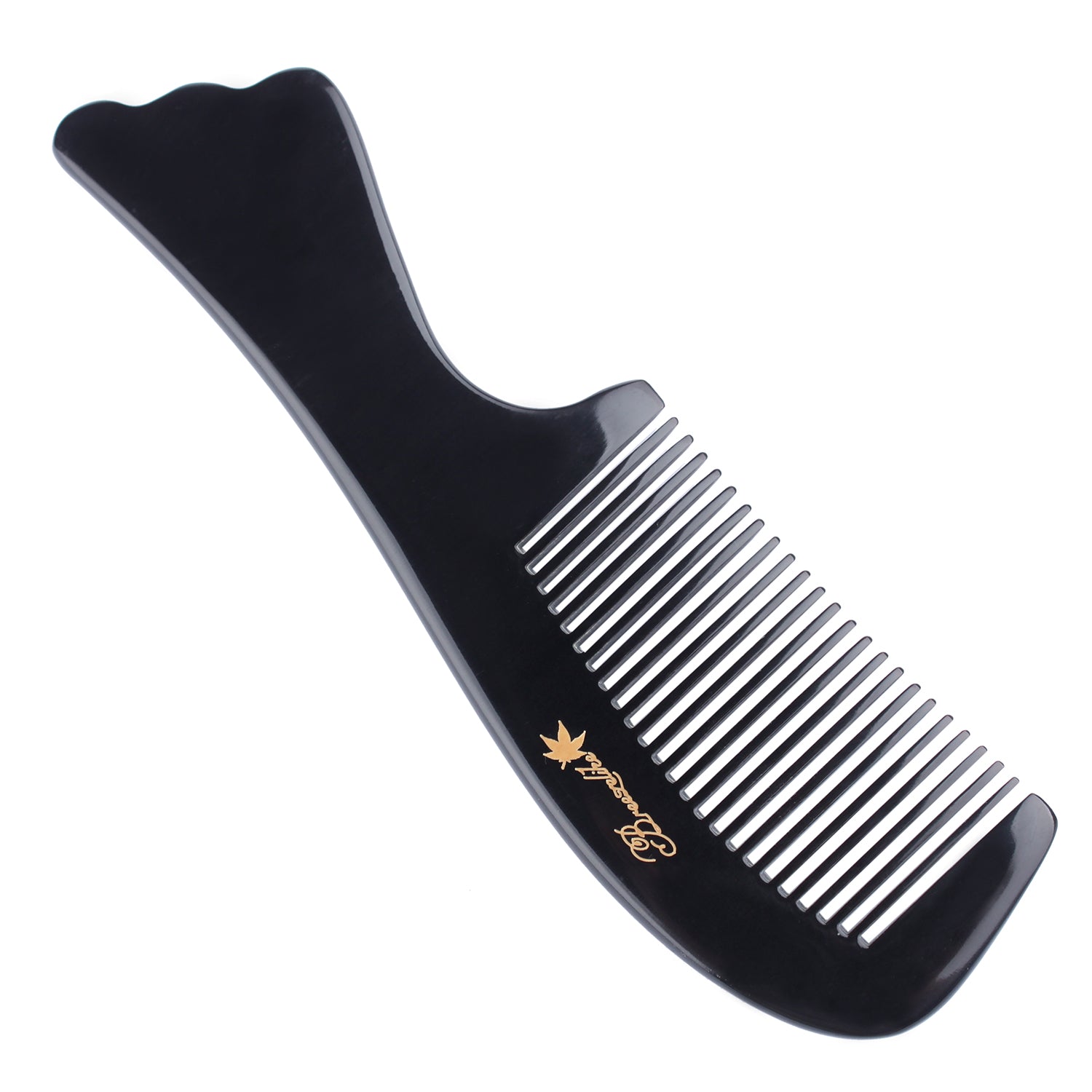 Breezelike No Static Fish Tail Handle Black Buffalo Horn Comb ...