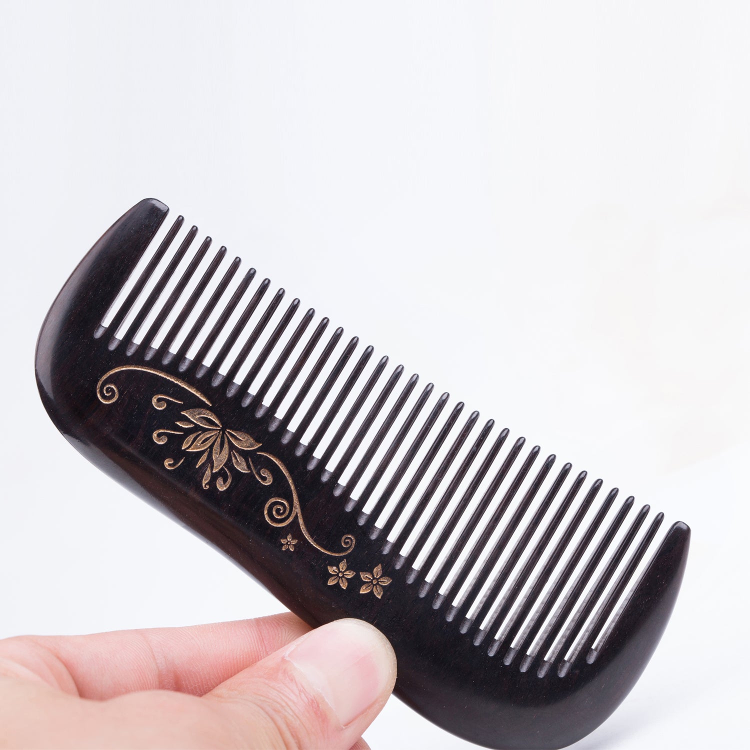 Breezelike Ebony Wood Comb - Natural Black Sandalwood Hair Comb for ...